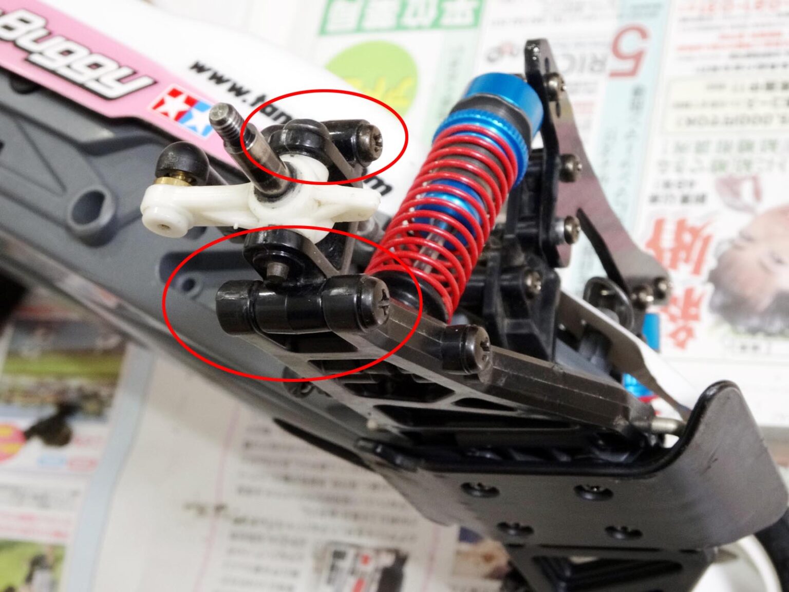 DT-03のサスシャフトを全てステンレスサスシャフトに交換して動きをスルスルに